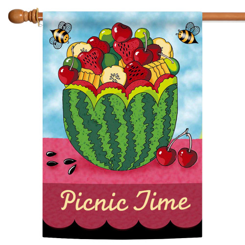 Colorful Watermelon 'Picnic Time' Outdoor House Flag 40" x 28 ...