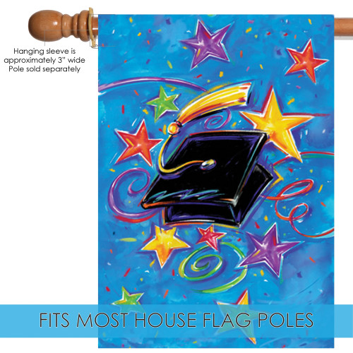 Graduation Star Outdoor House Flag 40" x 28" | Christmas Central