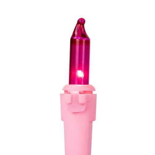 100ct Pink Mini Christmas Light Set, 20ft Pink Wire | Christmas Central