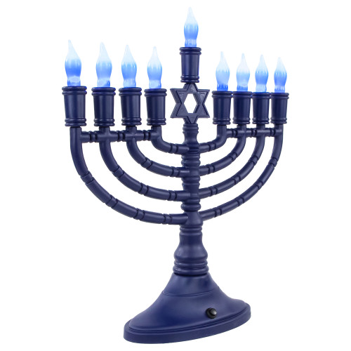 15" Premium Blue Large LED Electric Menorah with Sequential Lighting ...