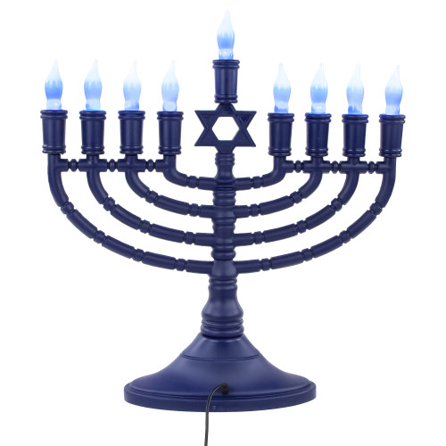 15" Premium Blue Large LED Electric Menorah with Sequential Lighting ...
