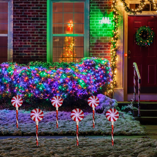 LED Lighted Peppermint Swirl Candy Outdoor Christmas Pathway Markers ...