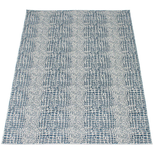 8' x 10' Animal Print Rectangular Area Throw Rug - Navy Blue & Cream ...