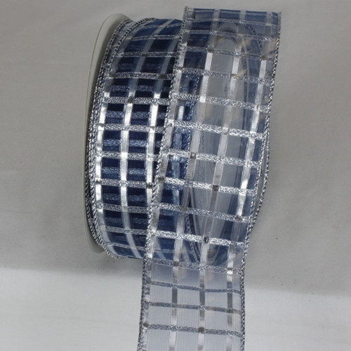 Royal Blue & Gold Checkered Wired Craft Ribbon 2" x 20 Yards ...