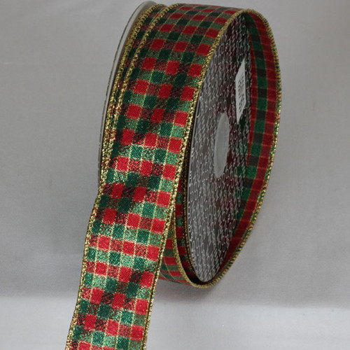Red & Green Holiday Plaid Wired Craft Ribbon 1.5" x 20 Yards ...