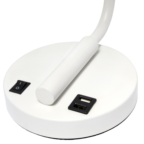 Desk Lamp with Glass Shade & USB Port - 18.75" - Matte White & Clear ...