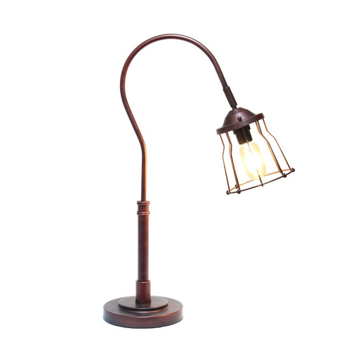Curved Arm Table Lamp with Cage Shade - 25" - Bronze Tone | Christmas ...
