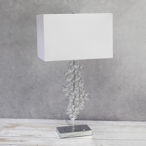 Crystal Accent Table Lamp with Rectangular Shade - 26.25" - White ...