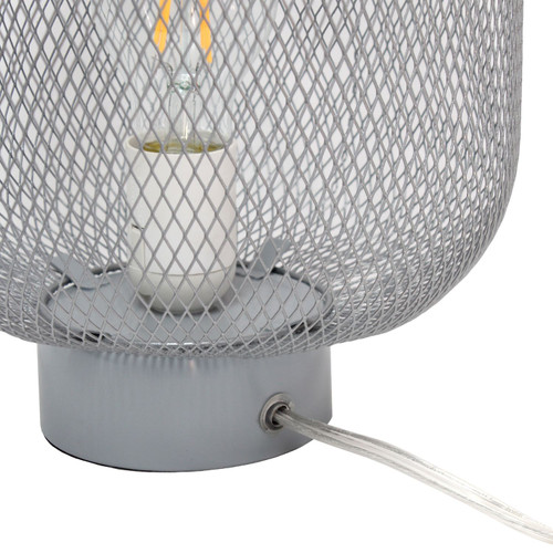 Lattice Cut Out Mesh Table Lamp - 12" - Gray | Christmas Central