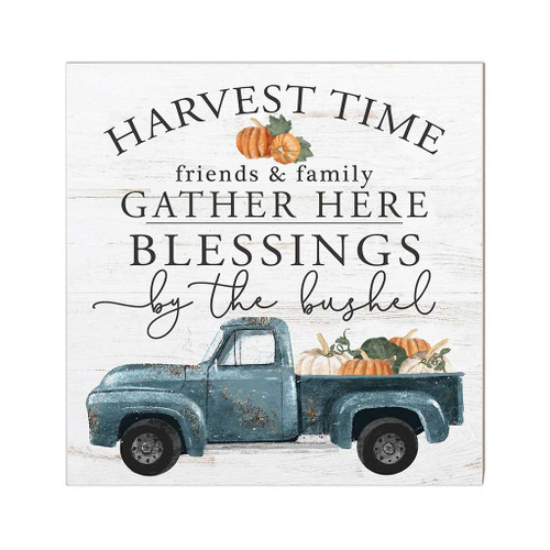 10" Blue & Orange Pumpkin & Truck Thanksgiving Wooden Sign | Christmas ...