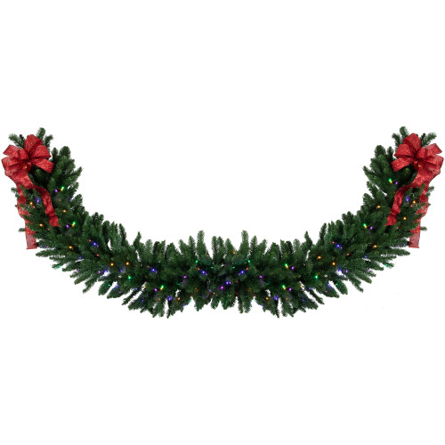 Pre-Lit Buffalo Fir Christmas Garland - 25' x 20" - Multi-Color LED ...