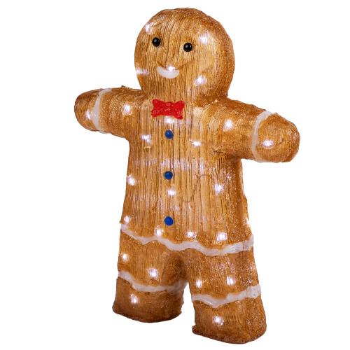 16" LED Lighted Acrylic Gingerbread Man with Bow Tie Christmas ...