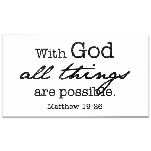 5" White & Black Verse of Matthew 19:26 Magnet | Christmas Central
