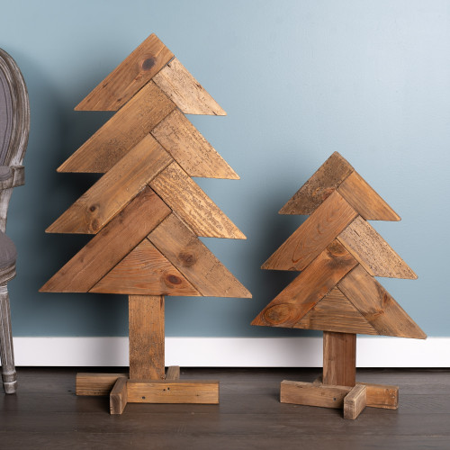 Pine Christmas Tree Tabletop Decorations - 22” - Brown - Set of 2 ...
