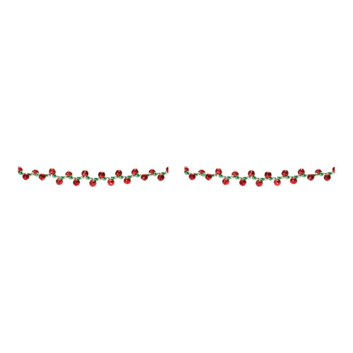 Set of 2 Red & Green Sleigh Bell String Christmas Garlands 4' x 1 ...