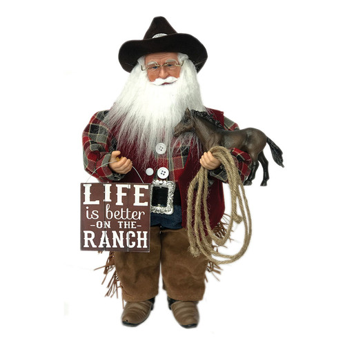 16" "Life is Better on the Ranch" Santa Claus Standing Christmas Figure ...