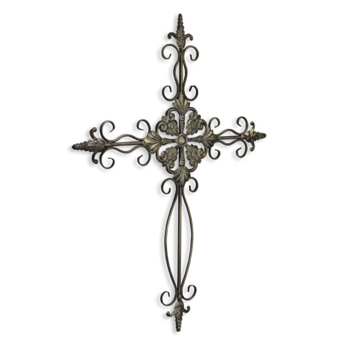 29" Bronze Solid Rustic Finish Metal Wall Cross | Christmas Central