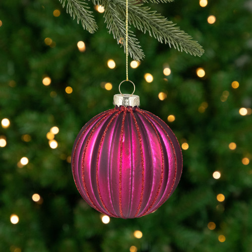 4ct Shiny Maroon Glass Ball Christmas Ornaments 3" (80mm) | Christmas ...