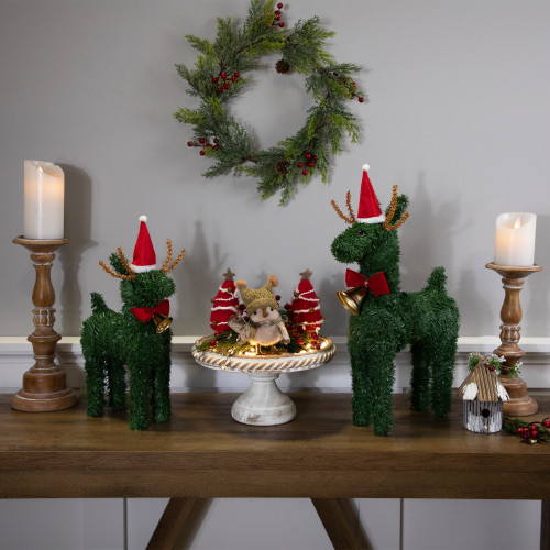 Pine Reindeer with Bell Artificial Christmas Decoration - 12 ...