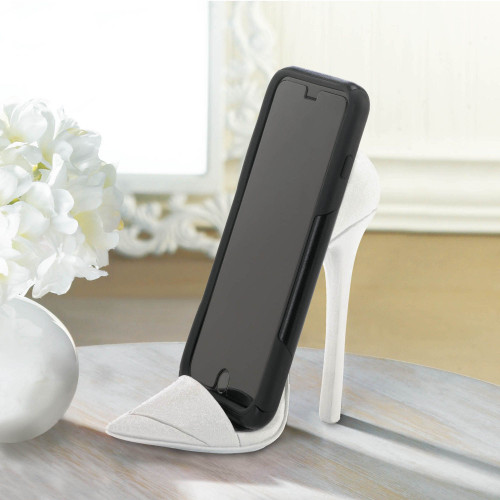 High Heel Pointy Toe Shoe Phone Holders - 6" - White - Set of 2 ...