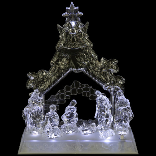 12" LED Lighted Nativity Scene in Stable Acrylic Christmas Decoration ...