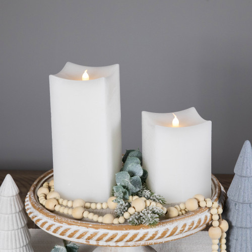 LED Flickering Flameless Wax Rectangular Candles - 8" - White - Set of ...