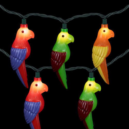 Parrot Patio Light Set - 6' Green Wire - 10ct | Christmas Central