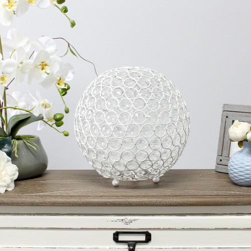 Round Crystal Orb Table Lamp - 10" - White | Christmas Central