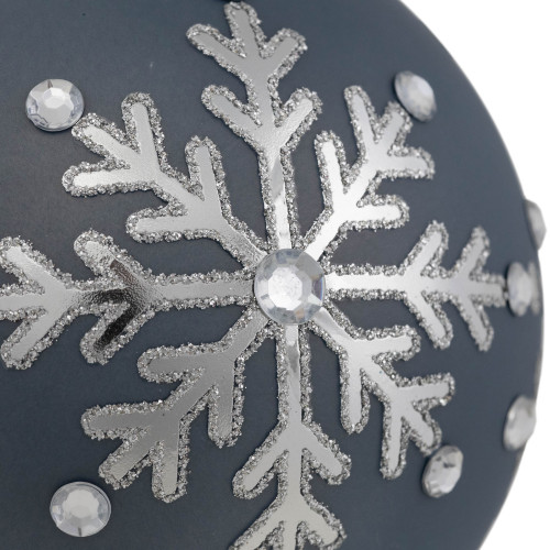 Glitter Mirrored Snowflakes Christmas Glass Ball Ornaments - 4" - Slate ...