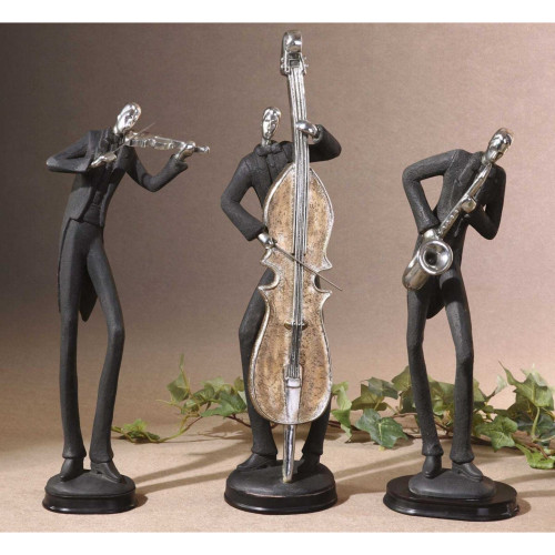 Musician Trio Silver Plated Decorative Figures - 18" - Set of 3 ...