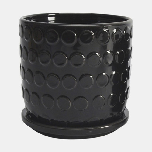 Ceramic Bubble Planter with Saucer - 6" - Black - Set of 2 | Christmas ...