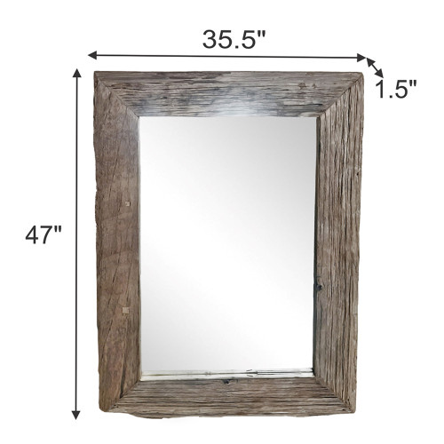 Rustic Style Rectangular Wall Mirror - 47.75" - Brown | Christmas Central