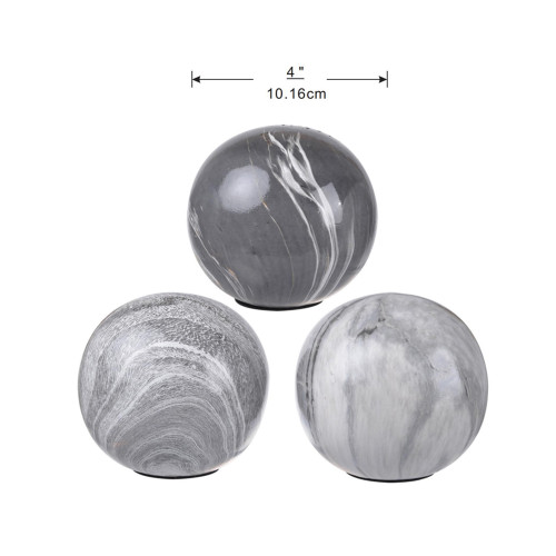 Marbleized Swirl Ceramic Balls - 4" - Gray - Set of 3 | Christmas Central