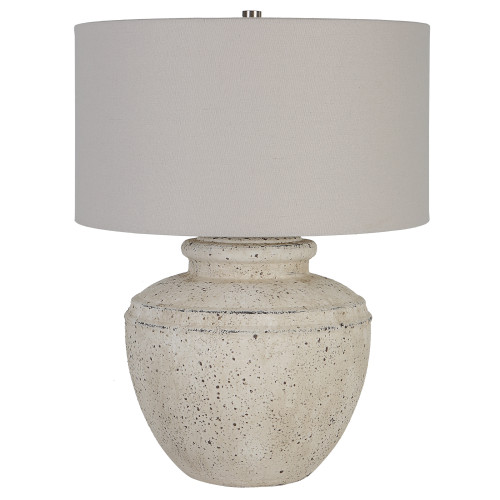 Distressed Stone Table Lamp with Drum Shade - 24.5" - White | Christmas ...