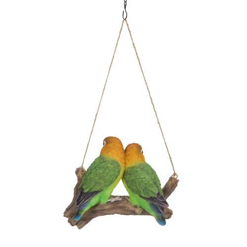 6.5" Lovebird Parrots on a Branch Hanging Outdoor Garden Statue ...