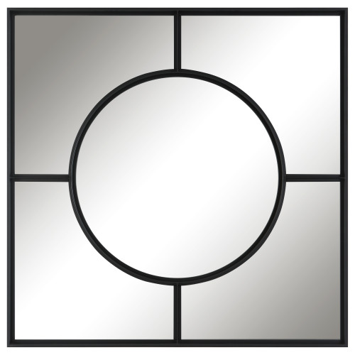 Warehouse Square Window Wall Mirror - 39.25" - Black | Christmas Central