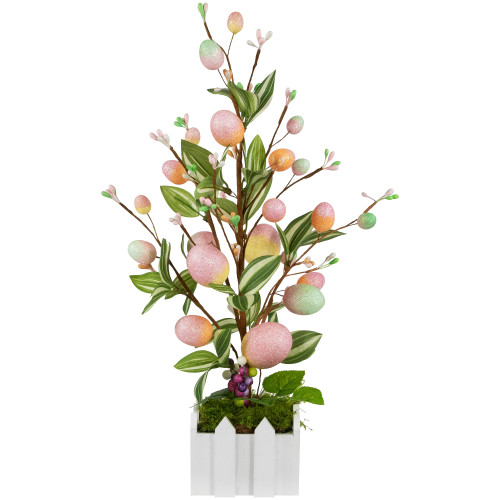 Artificial Potted Twig Tree with Easter Eggs - 18" - Pink | Christmas ...