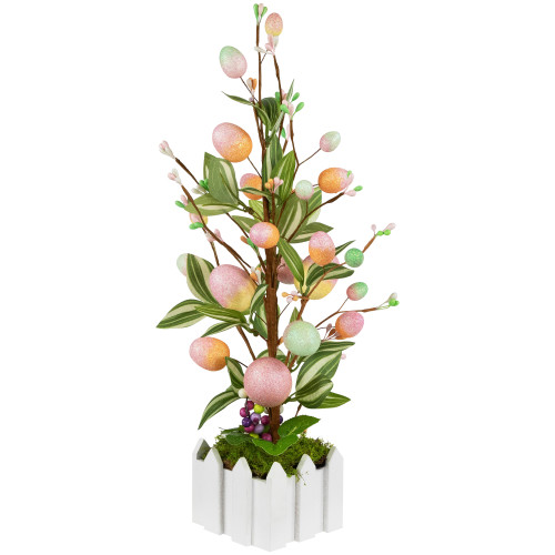 Artificial Potted Twig Tree with Easter Eggs - 18" - Pink | Christmas ...