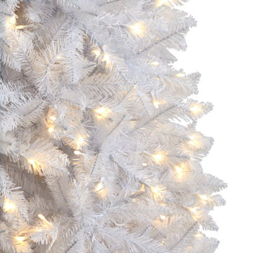 10’ Pre-Lit Slim White Artificial Christmas Tree, Clear LED Lights ...