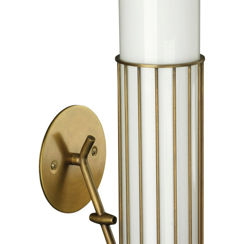 Antique Brass Cylindrical Milk Glass Wall Sconce - 17" | Christmas Central