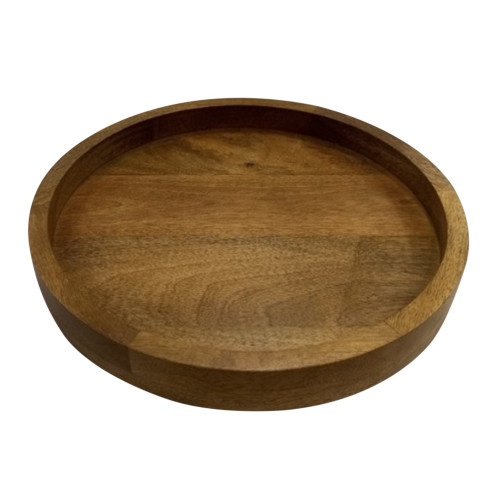 Rustic Wooden Round Serving Tray - 13.25" - Brown | Christmas Central
