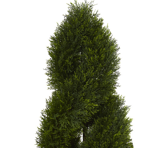 4' Cypress Double Spiral Topiary Artificial Tree with Slate Planter ...