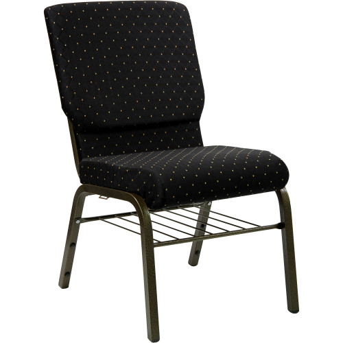 33" Black Contemporary Church Chair with Book Rack | Christmas Central