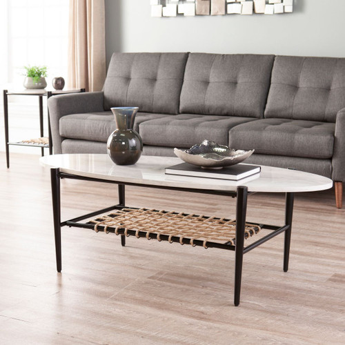 52" White & Black Contemporary Style Cocktail Table | Christmas Central