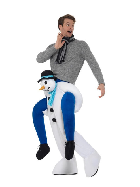 White & Black Piggyback Snowman Unisex Adult Christmas Costume ...