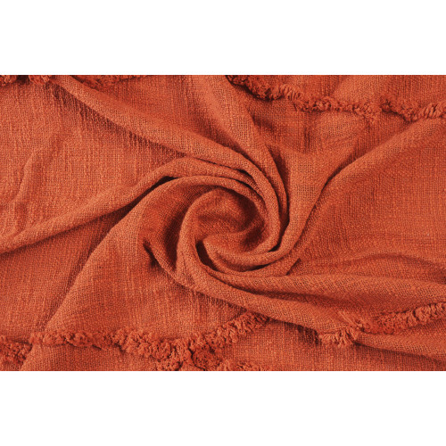 Solid Terracotta Red Diamond Tufted Throw Blanket with Fringes 50" x 60 ...