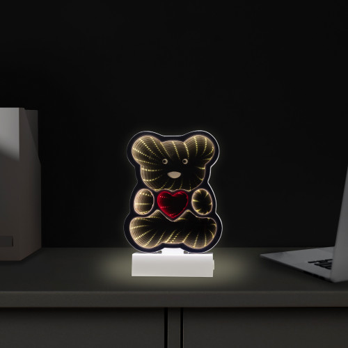 LED Lighted 3D Teddy Bear with Heart Infinity Mirror - 8" | Christmas ...