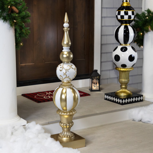 Ball Finial Commercial Size Christmas Decoration 48" - Gold & White ...