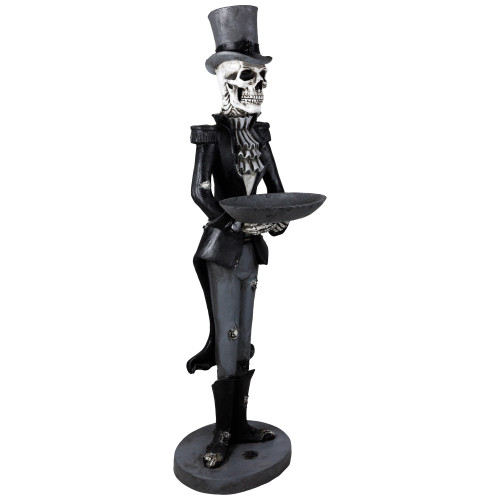 Skeleton Butler Holding Tray Halloween Figure - 4.5' | Christmas Central