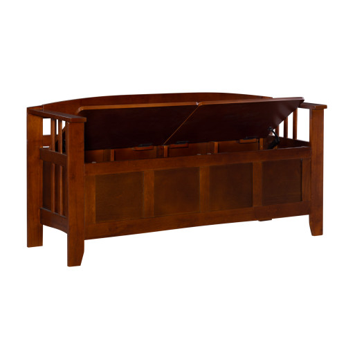 Slatted Back Storage Bench with Split Seat - 50" - Brown | Christmas ...